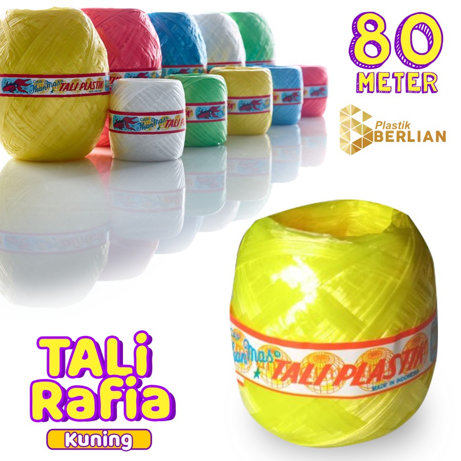 Jual Tali Rafia Kecil / Tali Plastik Warna Warni Panjang 80 meter ...