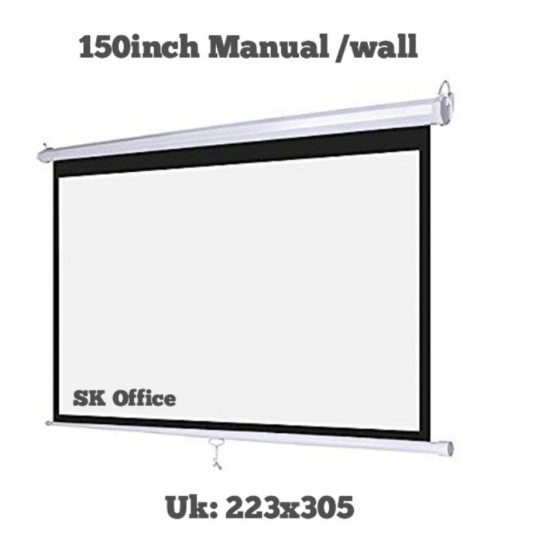Jual Screen projector 150inch manual/wall layar proyektor manual 150 ...
