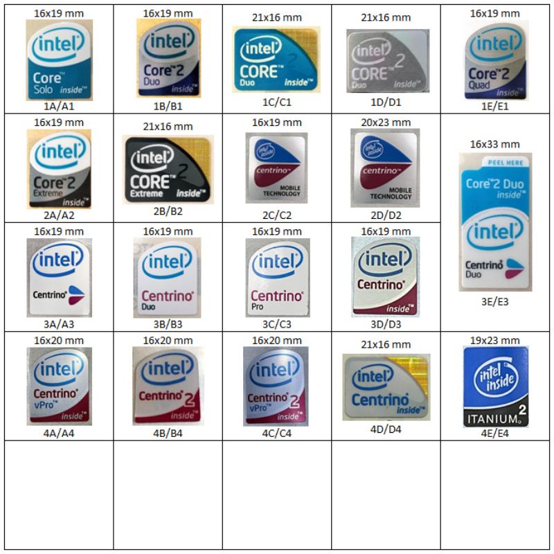 Jual Stiker Sticker Core Solo Core 2 Duo Core 2 Quad Core 2 Extreme ...