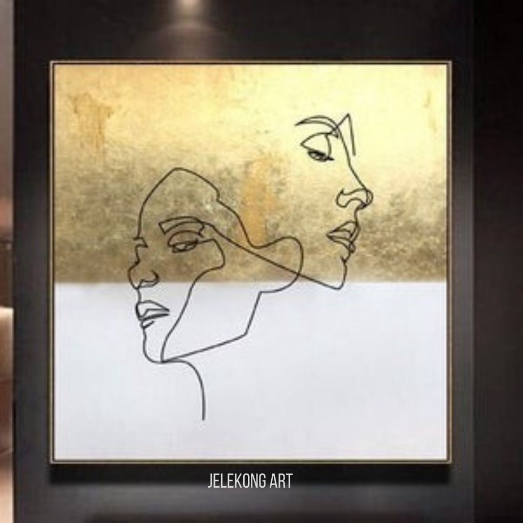 Jual Lukisan Minimalis Modern Line Art Wajah Asli Lukisan Tangan BONUS ...