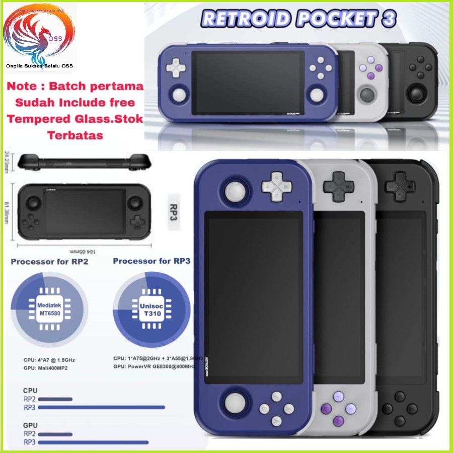 Jual Retroid Pocket 3 Handheld Retro Gaming System RAM 3 + 32 GB ...