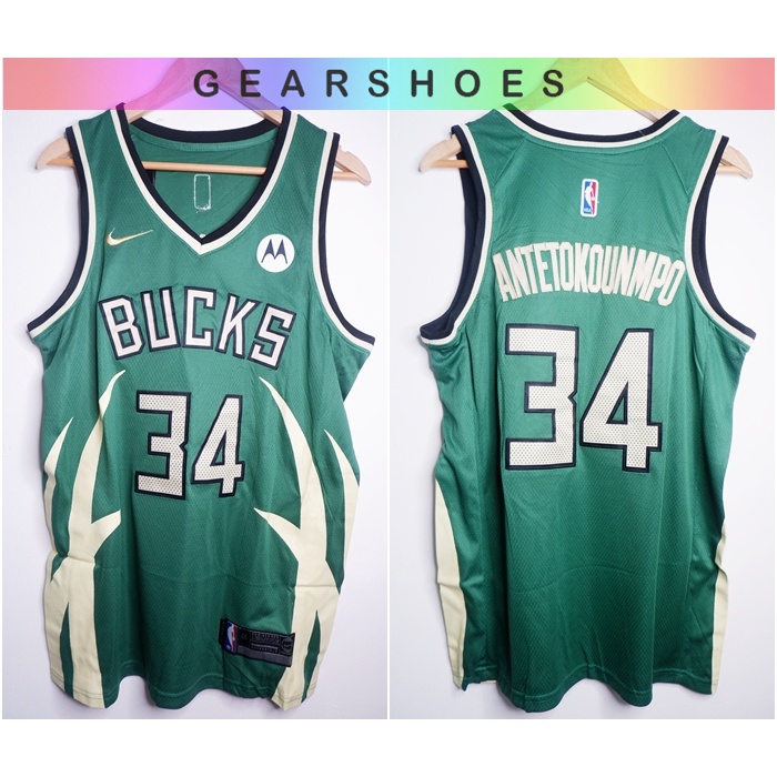 Jual JERSEY BASKET NBA BUCKS #34 ANTETOKOUNMPO EARNED EDITION HIJAU 20/ ...