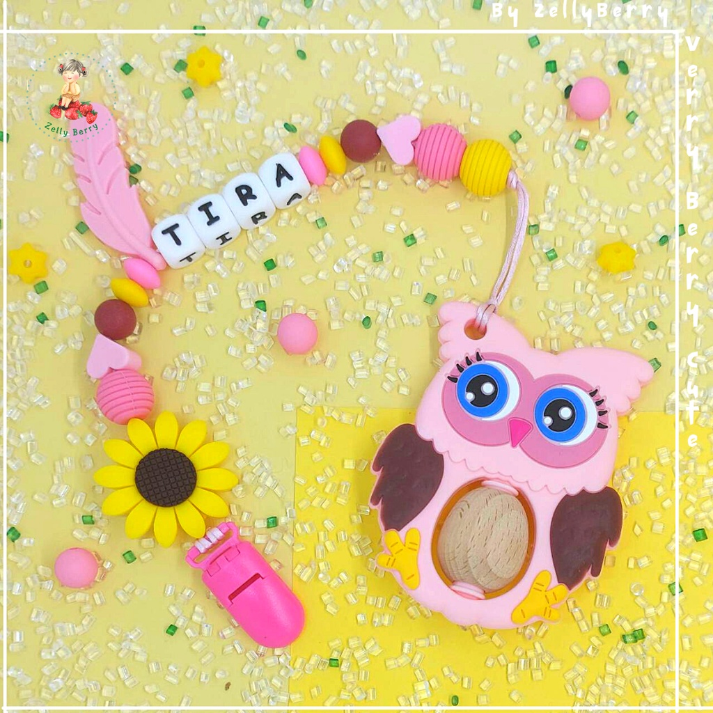 Jual Tali Teether / Empeng atau mainan gigitan bayi custom nama OWL ...