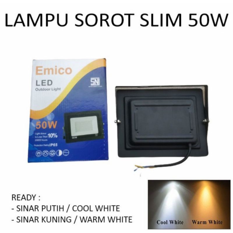 Jual EMICO LAMPU SOROT LED 50W / FLOODLIGHT OUTDOOR TEMBAK LAPANGAN ...