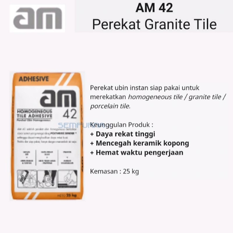 Jual Semen instant perekat keramik granit AM 42 AM42 mortar | Shopee ...