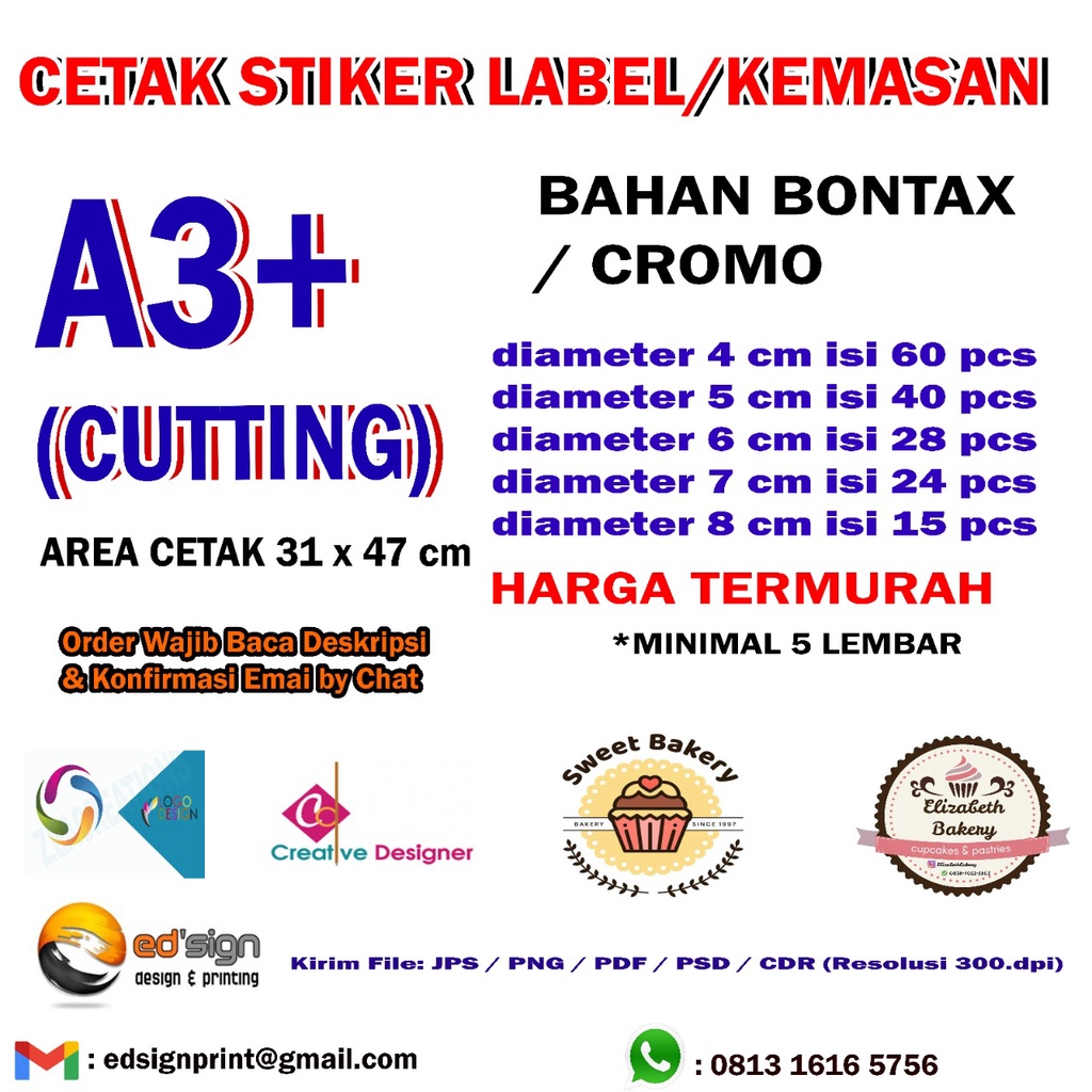 Jual CETAK STIKER CHROMO A3+ CUTTING / STIKER KEMASAN PRUDUCT MAKANAN ...