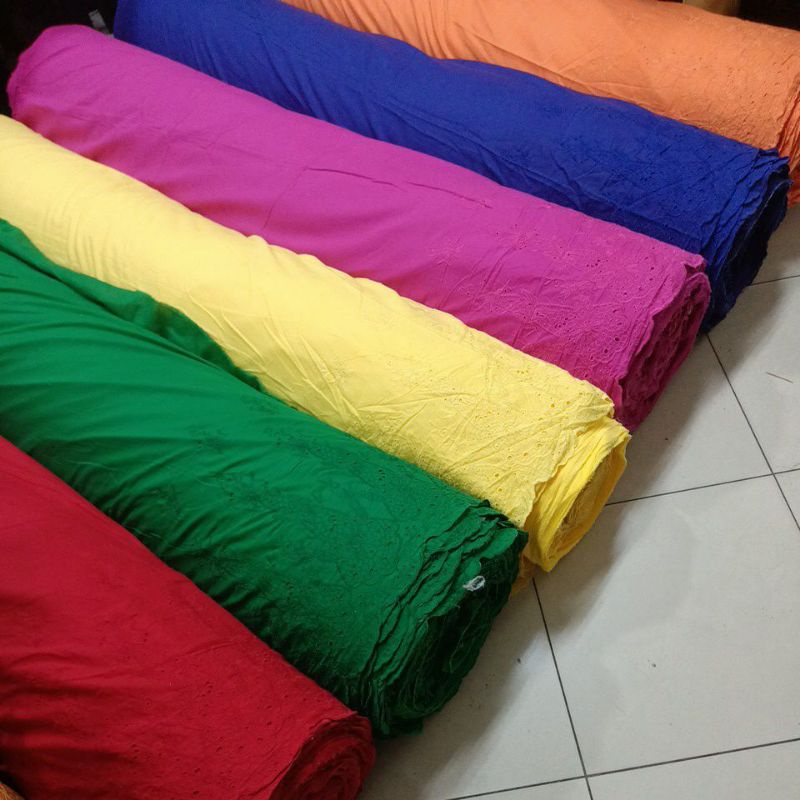 Jual kain katun Paris bordir pinggir satu sisi 6 warna (harga meter ...