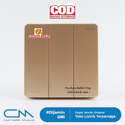 Jual SAKLAR TRIPLE 3 Switch /3 Gang 1 Way GOLD NERO X21031-G/Original ...