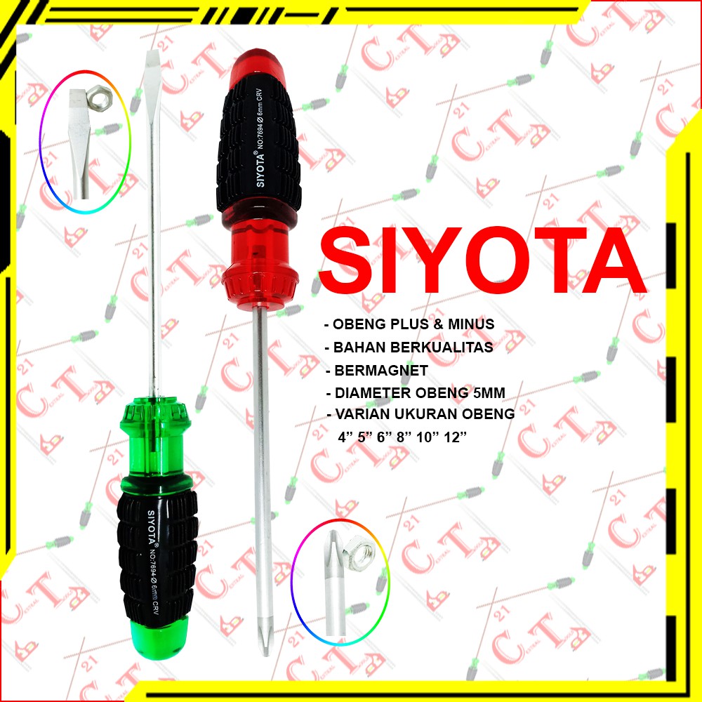 Jual Obeng Plus Minus magnet Gagang Karet Ukuran 4" 5" 6" 8" 10" 12 ...