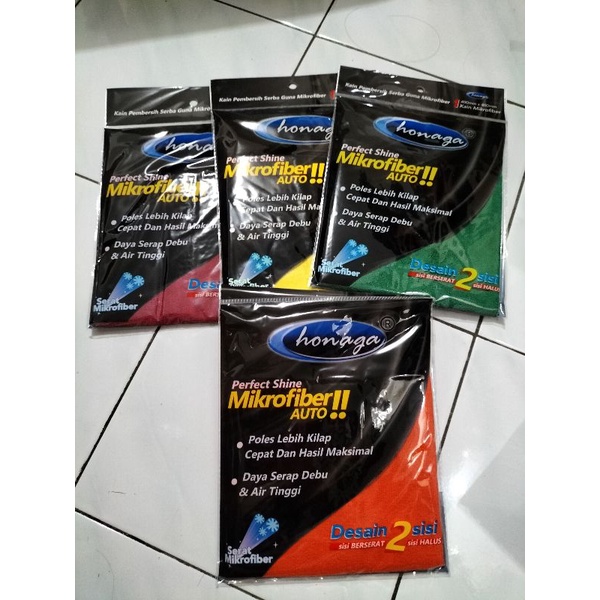 Jual Lap Microfiber Honaga Auto 40x40 320gsm, Lap microfiber 2 sisi ...