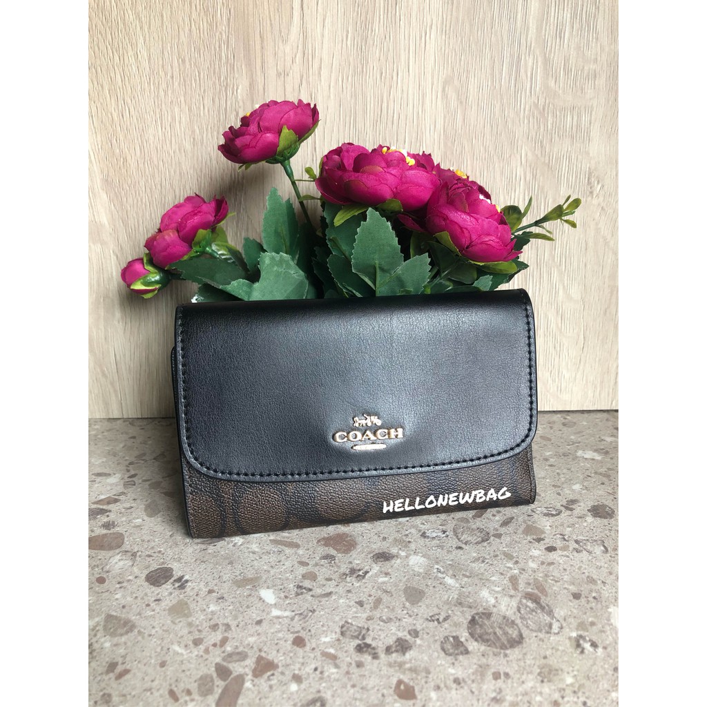 Jual Dompet Coach original- Coach signature medium envelope in mahogany ...