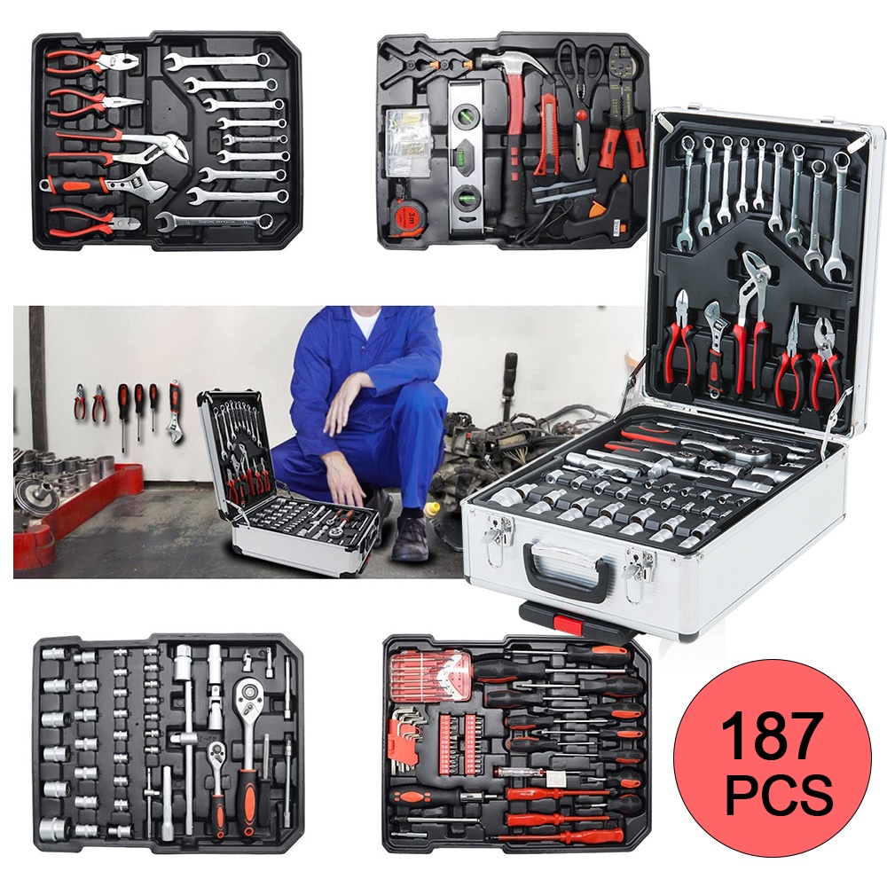 Jual Tool Kit 187pcs Perkakas Bengkel Dan Rumah Koper Lengkap koper abu ...