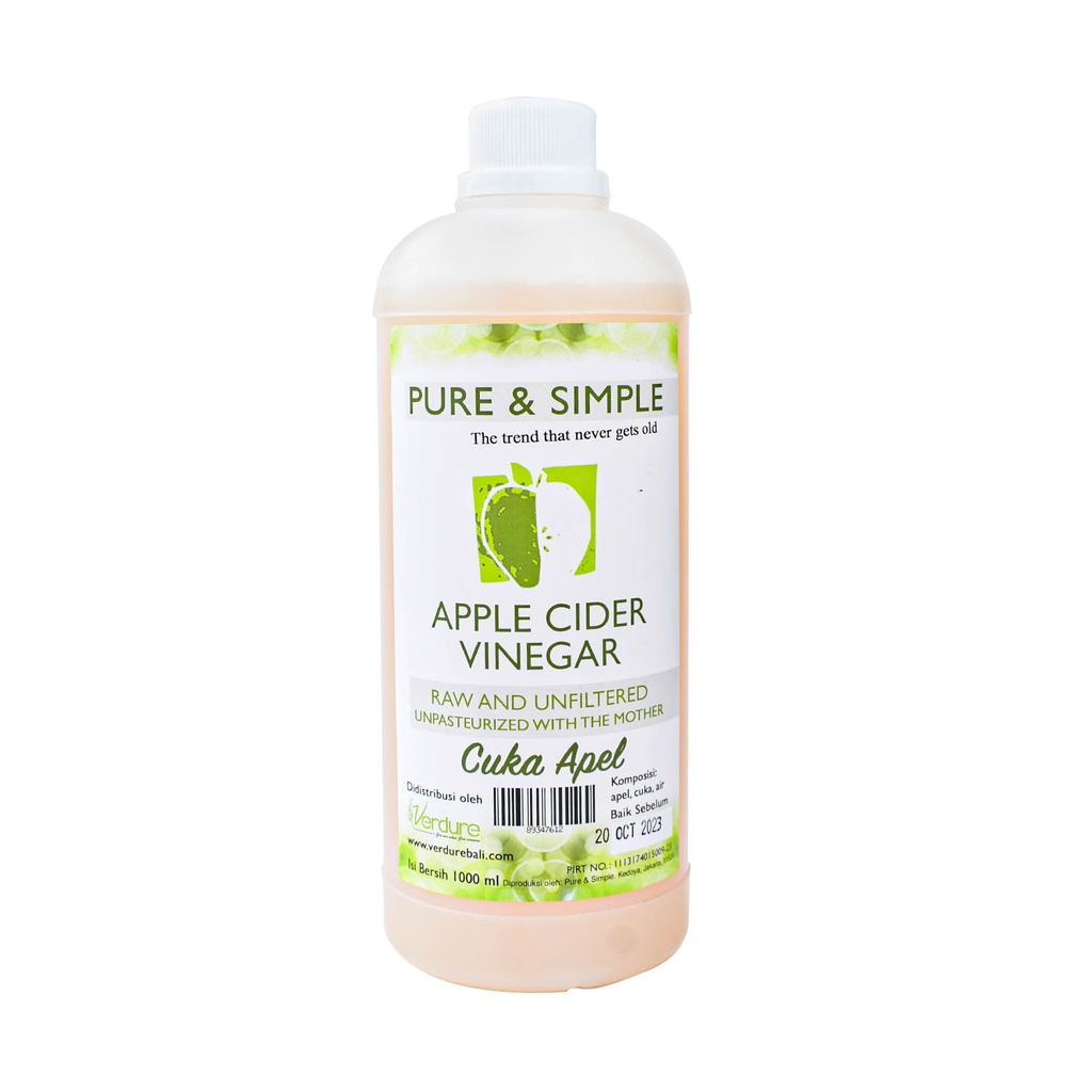 Jual Verdure Pure & Simple Apple Cider Vinegar 1 Liter | Shopee Indonesia