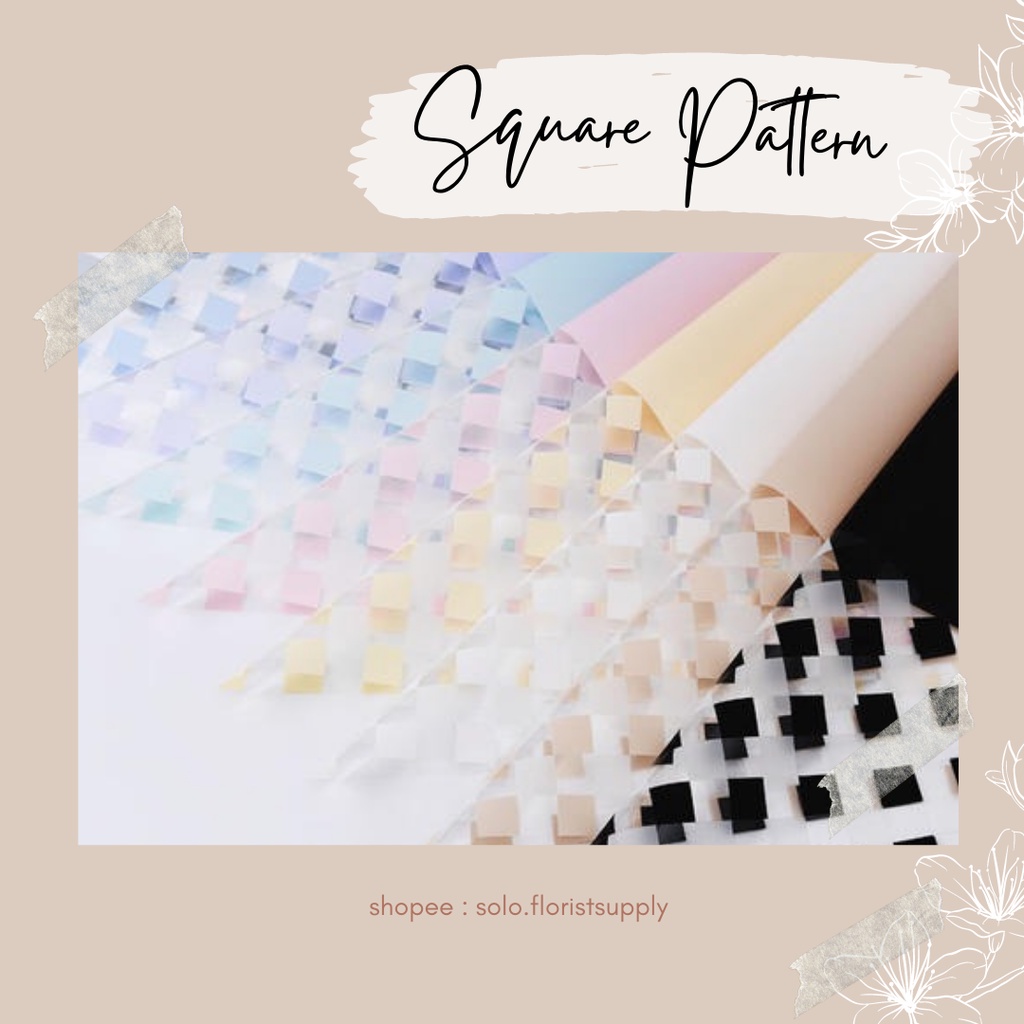 Jual ECER SQUARE PATTERN FLOWER WRAPPING CATUR COLOR CELLOPHANE KERTAS ...