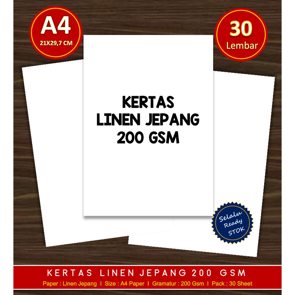 Jual Kertas Linen Jepang ukuran A4 200 Gsm 1 Pak isi 30 Lembar | Shopee ...