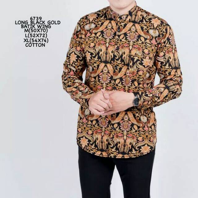 Jual Kemeja Lengan Panjang Batik Hitam Mas Pria Jangkis Hem Distro ...