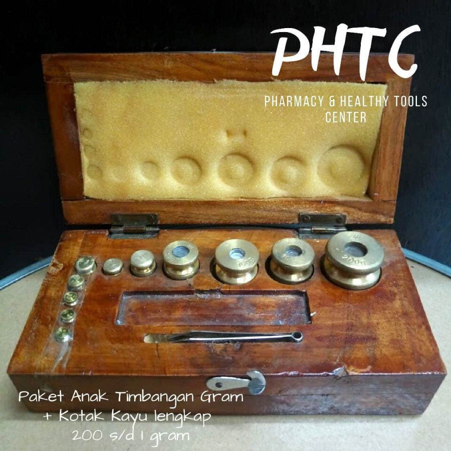 Jual Anak Timbangan Gram + Kotak Kayu Lengkap Size 1gr s/d 200gr ...