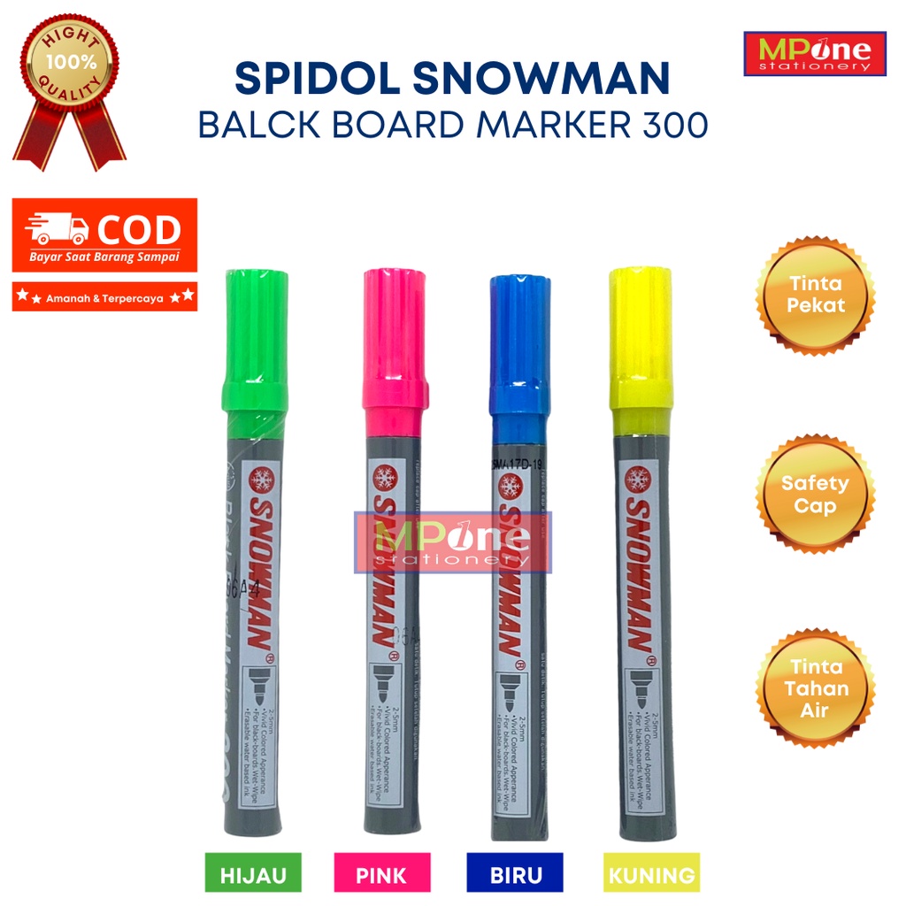 Jual Spidol Snowman / Spidol Snowman Black Board Marker 300 | Shopee ...
