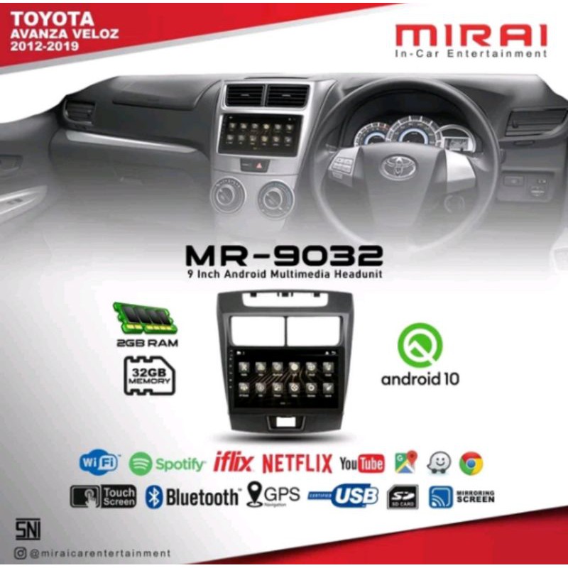 Jual Head unit Avanza Veloz Xenia 2012 2017 Mirai MR 9032 CP ( Car play) 9 inch Android | Shopee ...