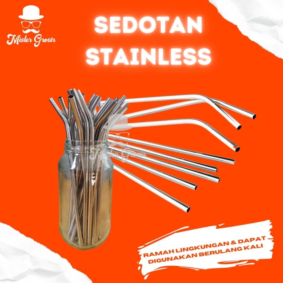 Jual Sedotan Stainless Besi Reusable Straw Bengkok Lurus Anti Karat ...