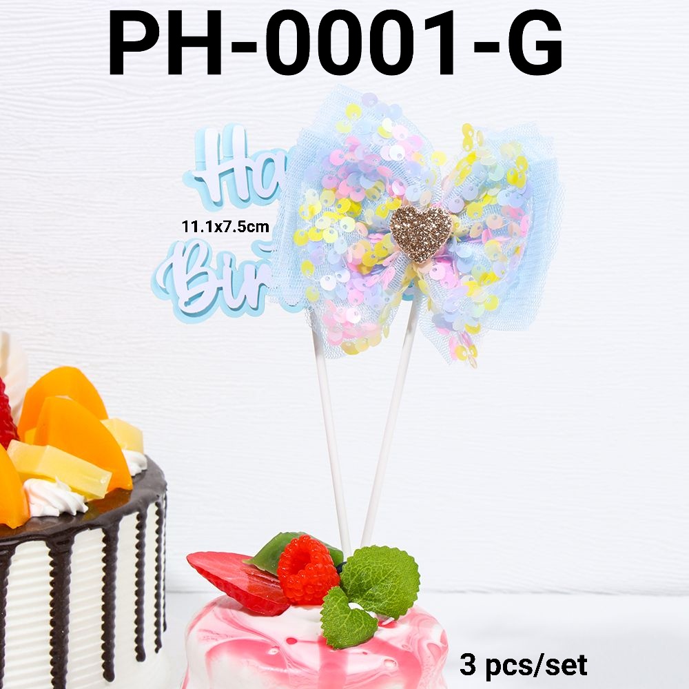 Jual GR-PH-0001 Cake topper hiasan kue happy birthday pita hati rainbow yamama baking | Shopee ...