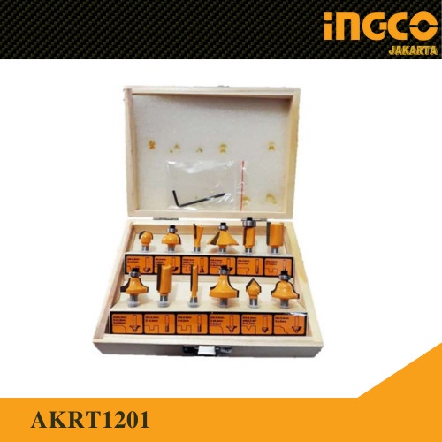 Jual Mata Profil Kayu12 Pcs Router Bits (6mm) INGCO AKRT1201 Mata ...