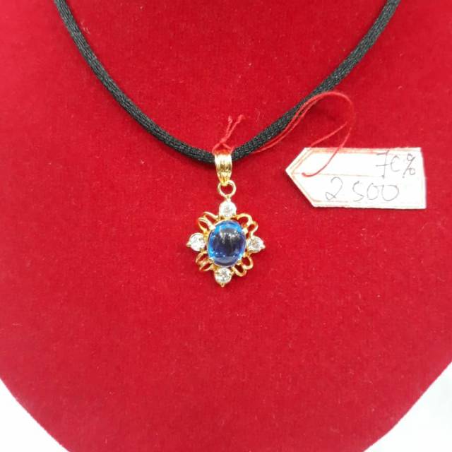 Jual Lt694E409E liontin emas gold asli model lady day permata batu biru ...