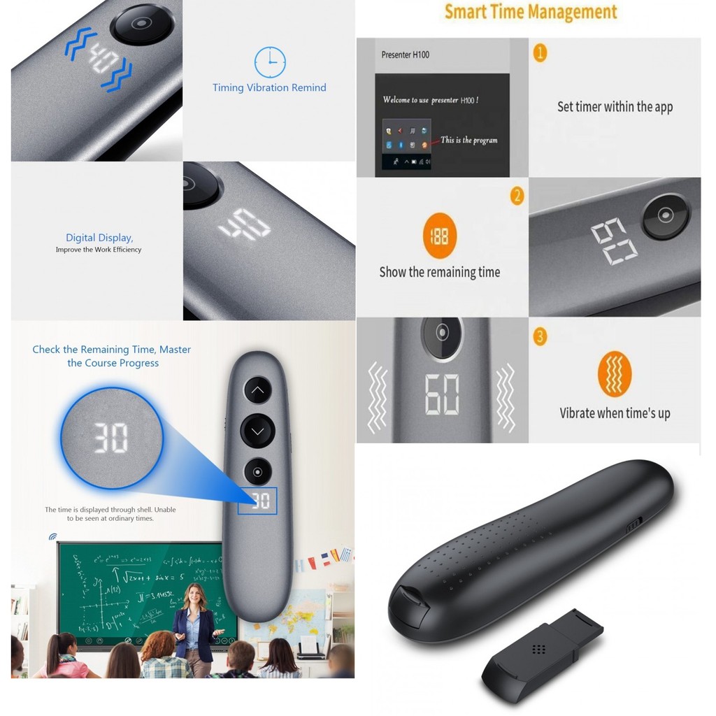 Jual H100 Rechargeable 2.4GHz Wireless Digital Presenter Laser Pointer ...