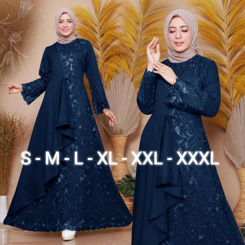 Jual DRESS GAMIS BRUKAT BROKAT TILE KONDANGAN PESTA NIKAHAN WANITA MUSLIM ZONALA S M L XL XXL ...