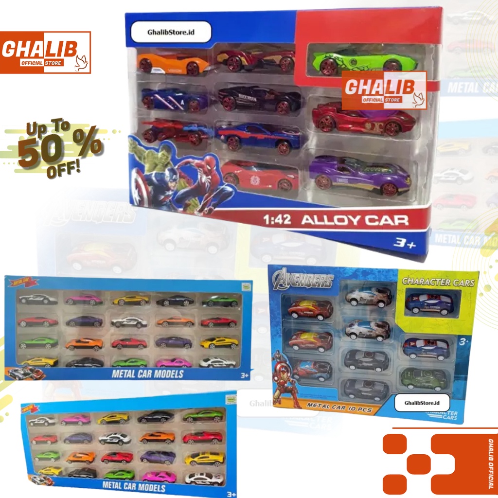 Jual Mainan Mobil Metal Car Diecast Set Character Cars Avengers model ...