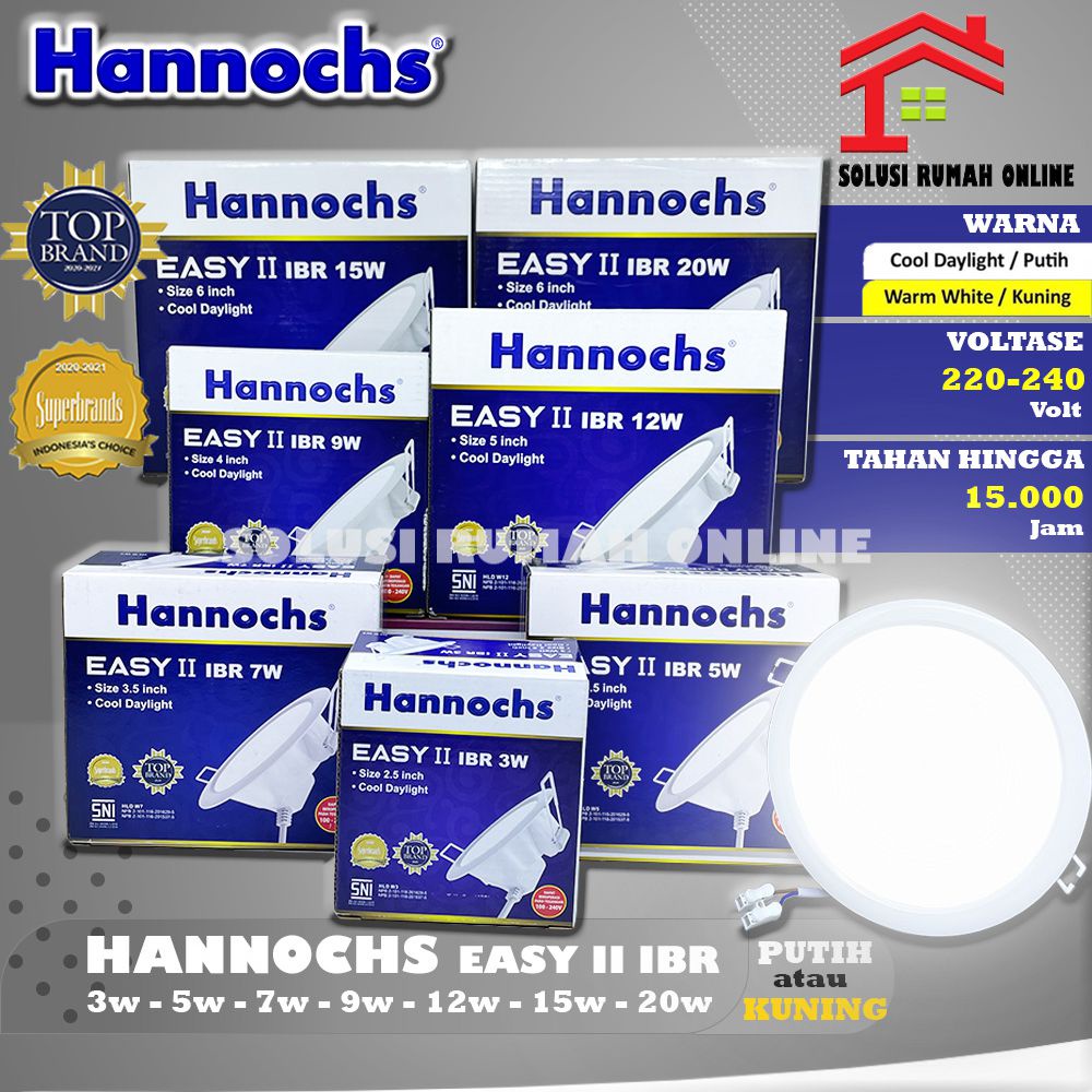 Jual Hannochs Downlight LED EASY II IBR Bulat Putih / Kuning 3 - 20 Watt | Shopee Indonesia