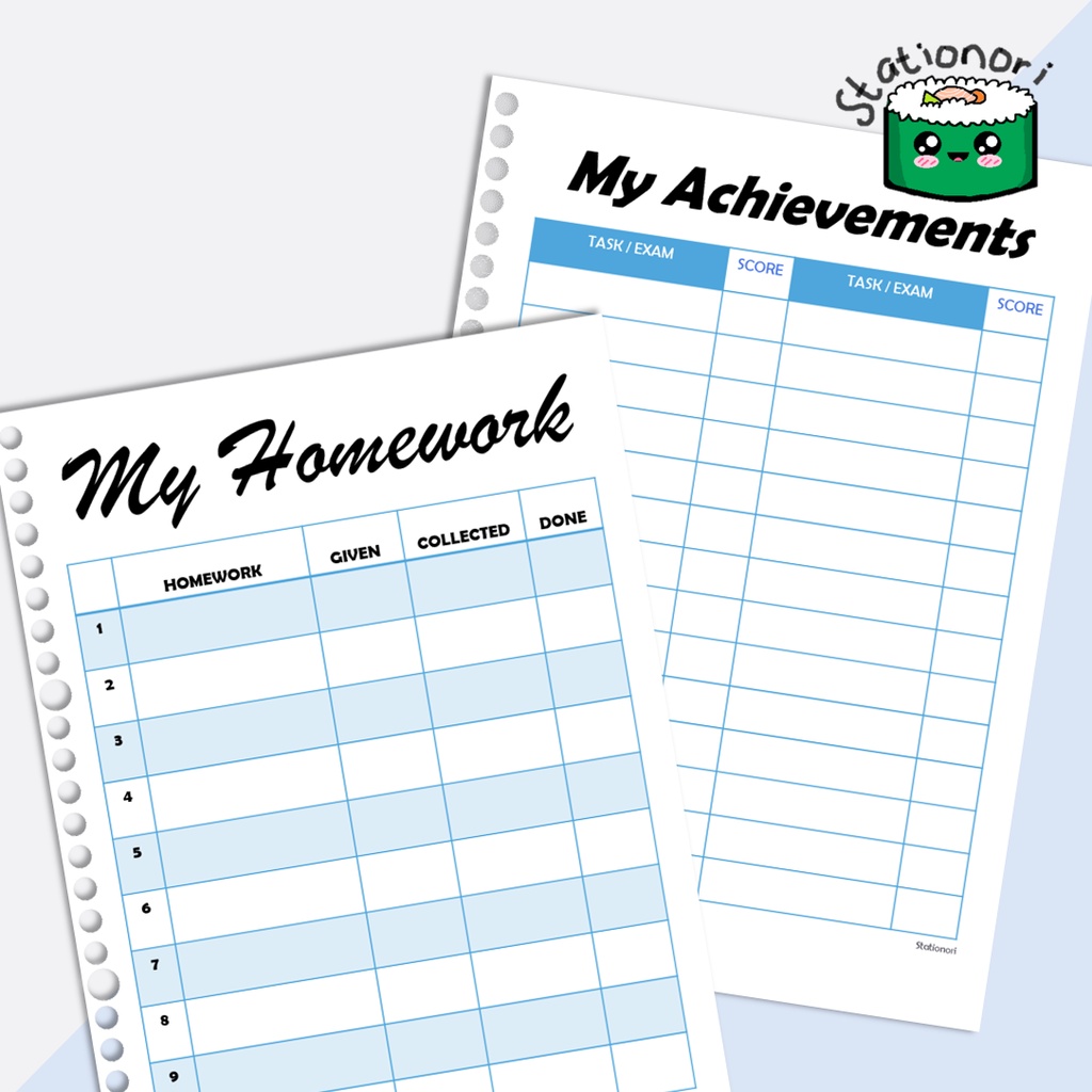 Jual Homework & Achievement Planner (Kertas Isi Binder Planner / Loose ...