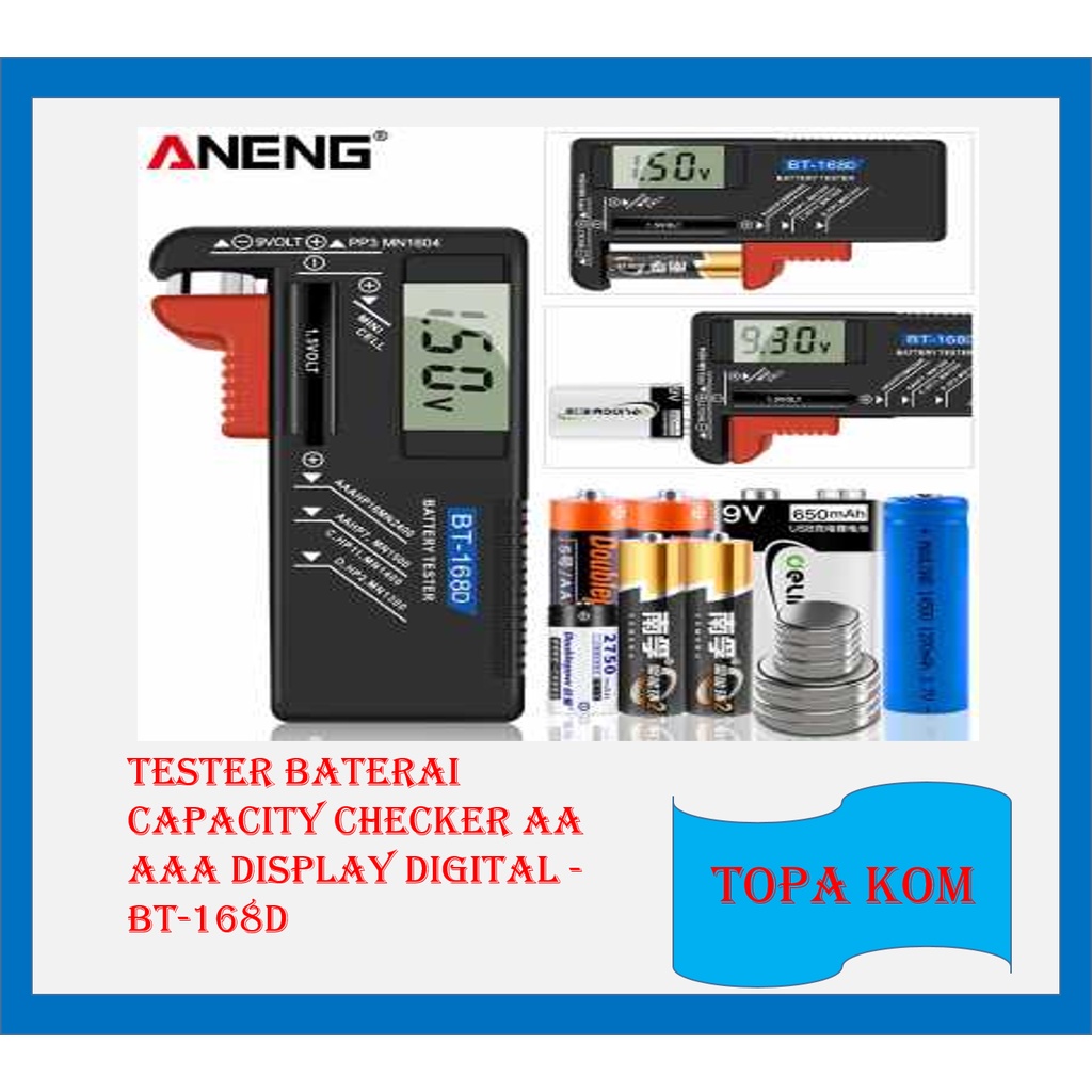 Jual Taffware ANENG Tester Baterai Capacity Checker 18650 AA AAA BT-168 ...