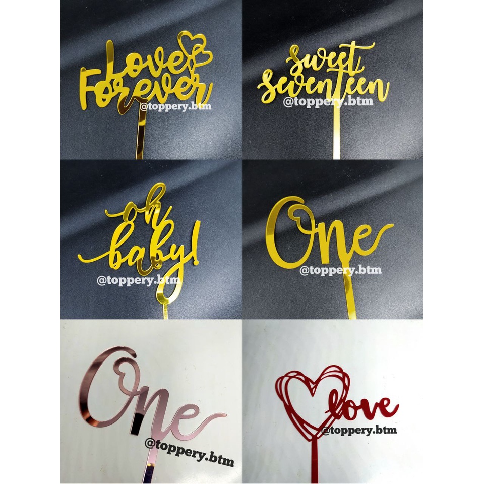 Jual CAKE TOPPER ACRYLIC HELLO 21, LOVE FOREVER, ONE, SWEET SEVENTEEN, OH BABY/ CAKE TOPPER ...