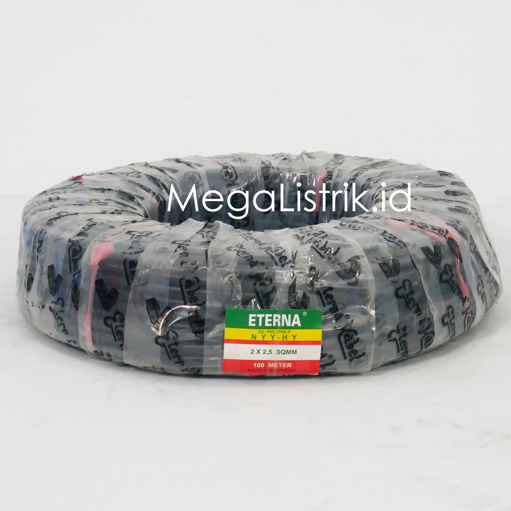 Jual ETERNA NYYHY 2X2.5 MM ( 100 METER ) / KABEL LISTRIK HITAM SERABUT TEMBAGA NYY HY 2 X 2.5 MM ...