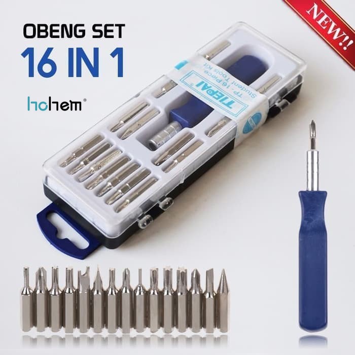 Jual Obeng Set 16 in 1 Minus Plus Bintang Multifungsi Toolkit Serba ...