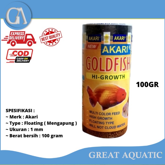 Jual Pelet AKARI GOLDFISH HI GROWTH 100gr Pellet Gold Makanan Ikan Mas ...