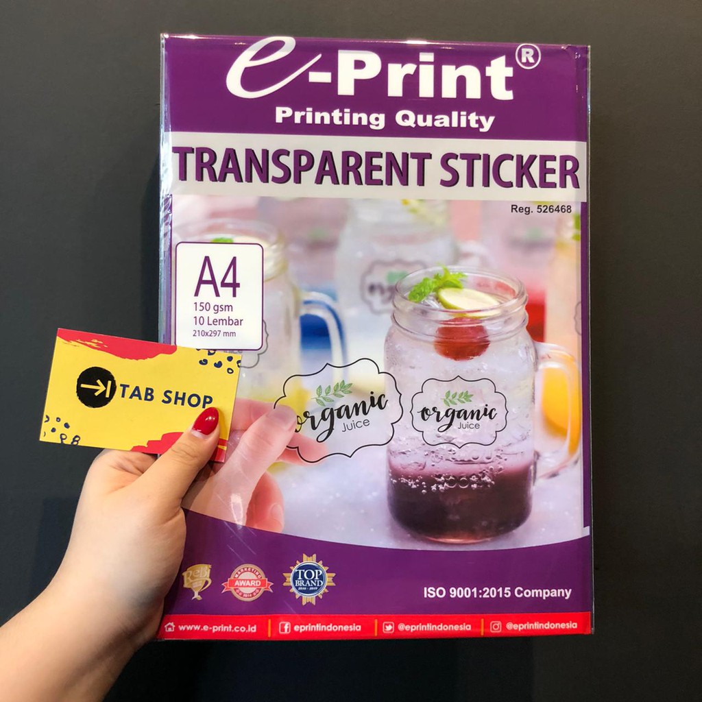 Jual TAB SHOP - EPRINT KERTAS STIKER TRANSPARAN A4 150 GSM - E-PRINT ...