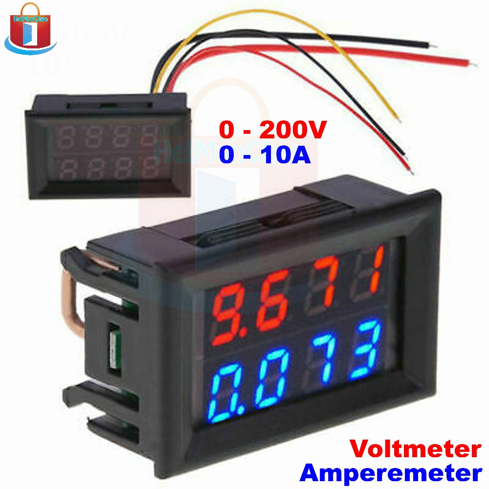 Jual Dual Voltmeter Amperemeter Digital LED 4 bit 10A 200V 4 digit 0 ...