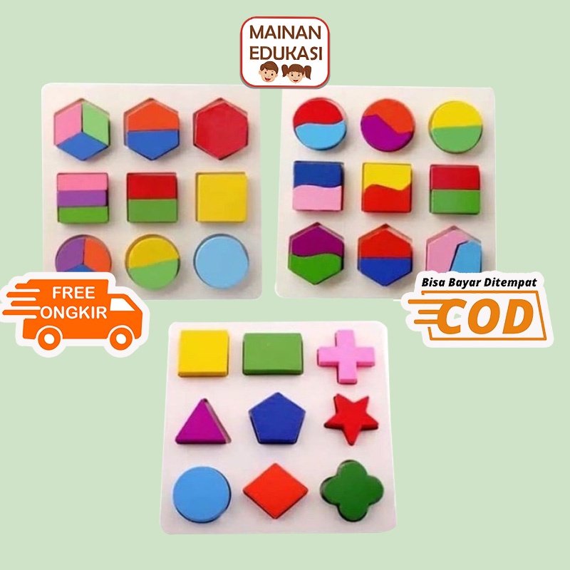 Jual Mainan Edukasi / Puzzle Chunky Shape / Montessori Geometri ...