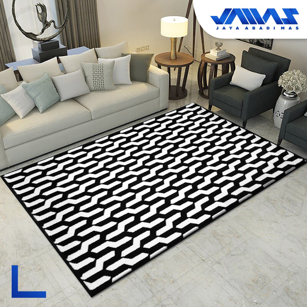 Jual [JAMAS Carpet] Karpet Motif Monokrom Hitam Putih 160x210 cm PP ...
