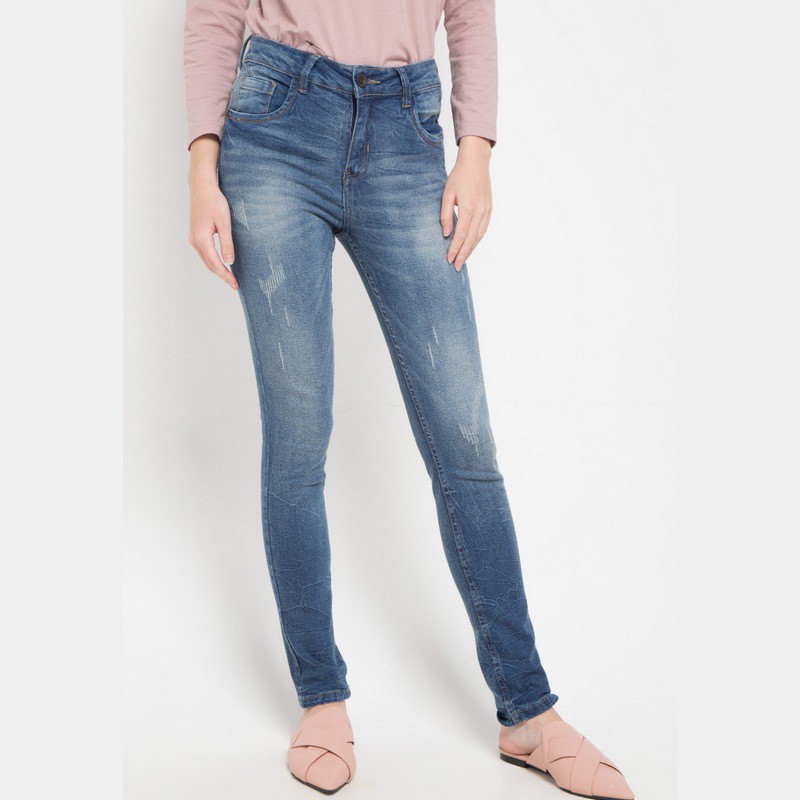Jual Point One MANDY Blue Ash Soft Jeans 306961 bawahan Wanita | Shopee ...