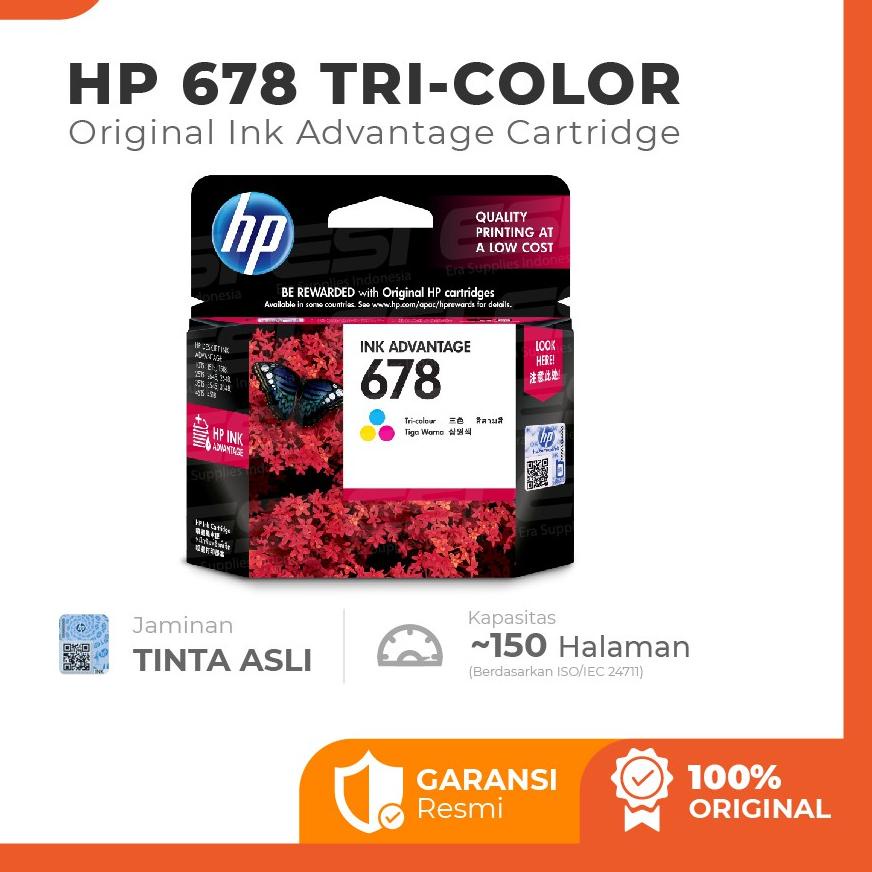 Jual HP 678 Tri-color Original Ink Advantage Cartridge (CZ108AA) | Shopee Indonesia