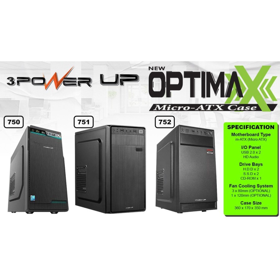 Jual Casing POWER UP Micro-ATX OPTIMAX with PSU 500W | Shopee Indonesia