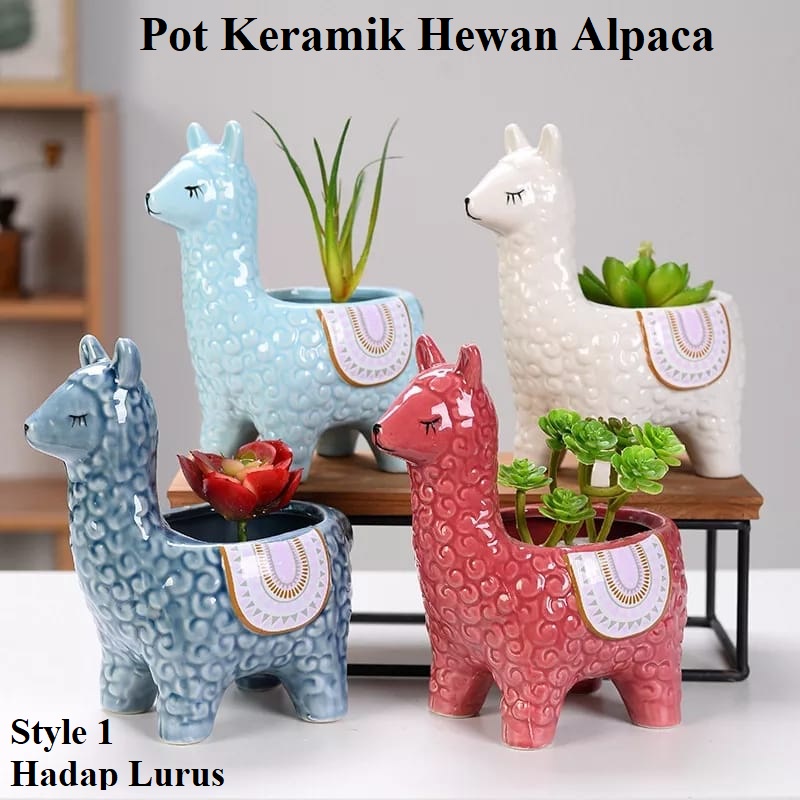 Jual Pot Keramik Hewan Alpaca / Pot Bunga Kecil Keramik Untuk Dekorasi ...