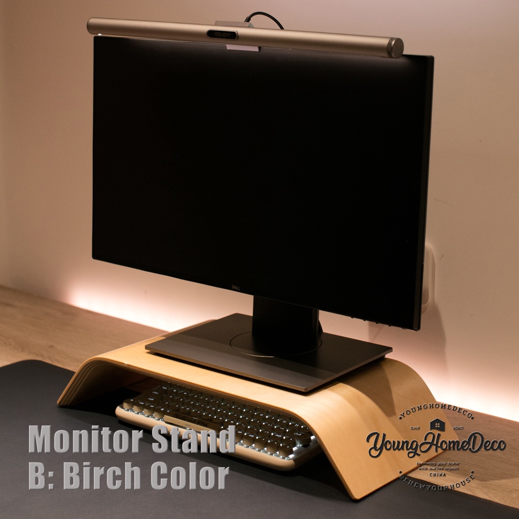 Jual Meja Monitor Kayu Berdiri Dekorasi Meja Komputer Setup Monitor ...