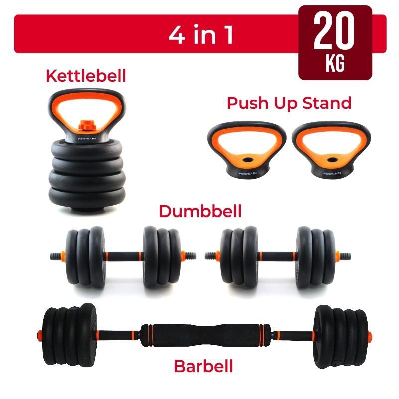 Jual BARBEL SET 20KG MULTIFUNGSI 4 IN 1 - BARBEL DUMBEL MURAH ...