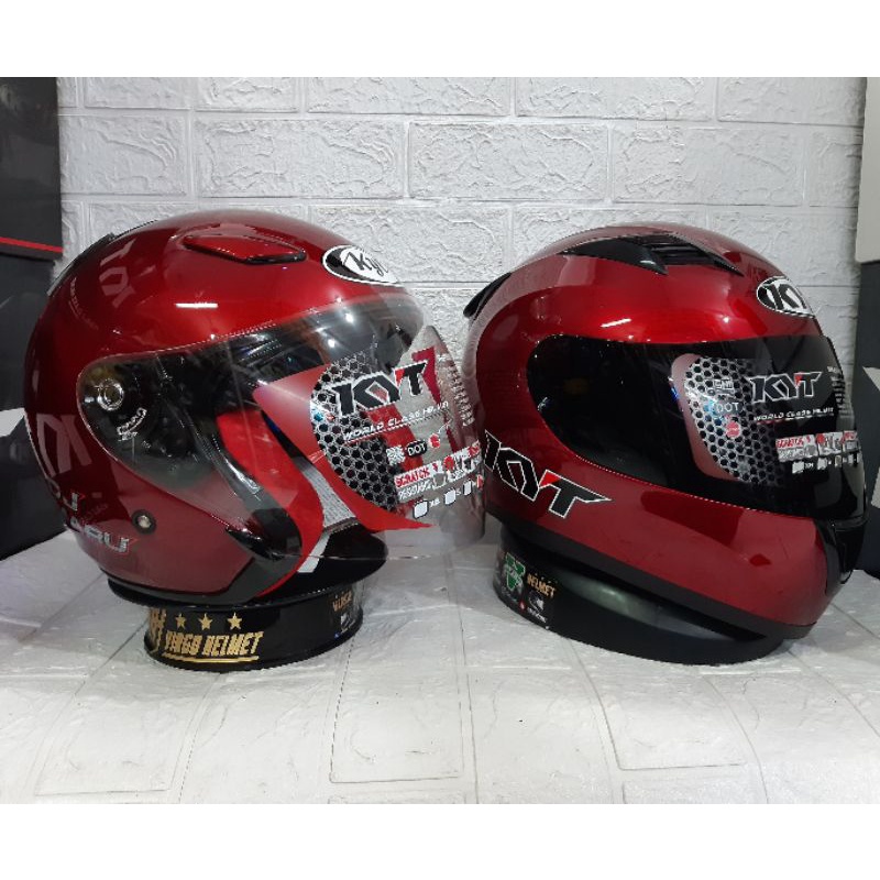 Jual HELM COUPLE KYT R10 # DJ MARU SOLID MAROON | Shopee Indonesia