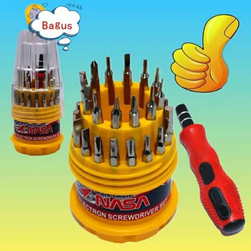 Jual Obeng set 31 in 1 - Electro screw driver set - obeng minus - obeng ...