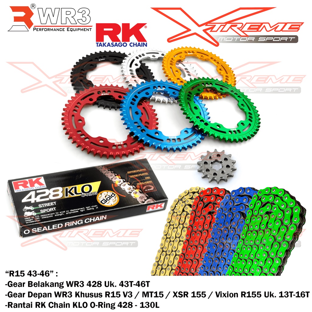 Jual Gear Set Depan Belakang WR3 & Rantai RK Chain ZX25R Ninja CBR 250 ...